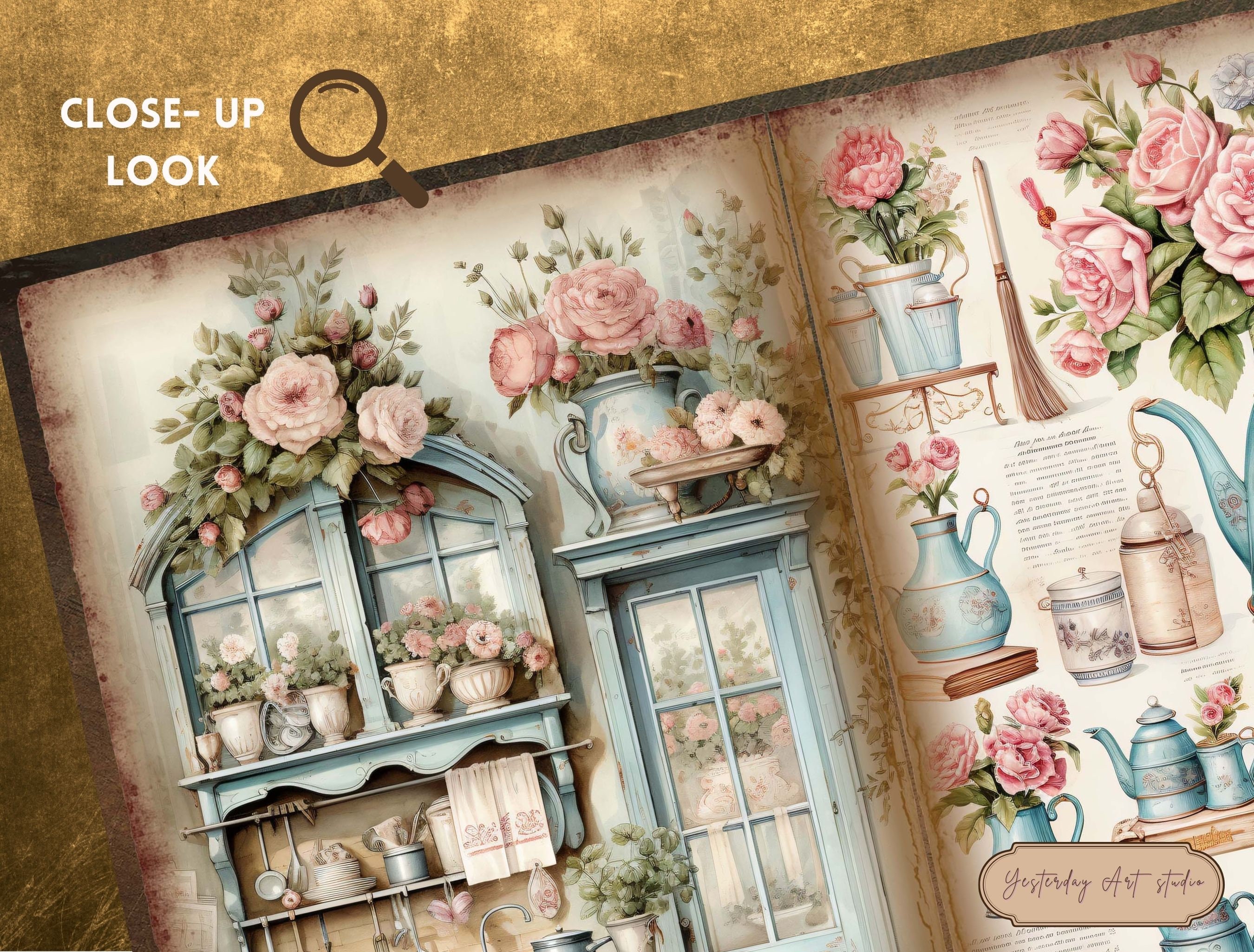 Cottage Core Kitchen Junk Journal Pages Ephemera Digital Scrapbook ...