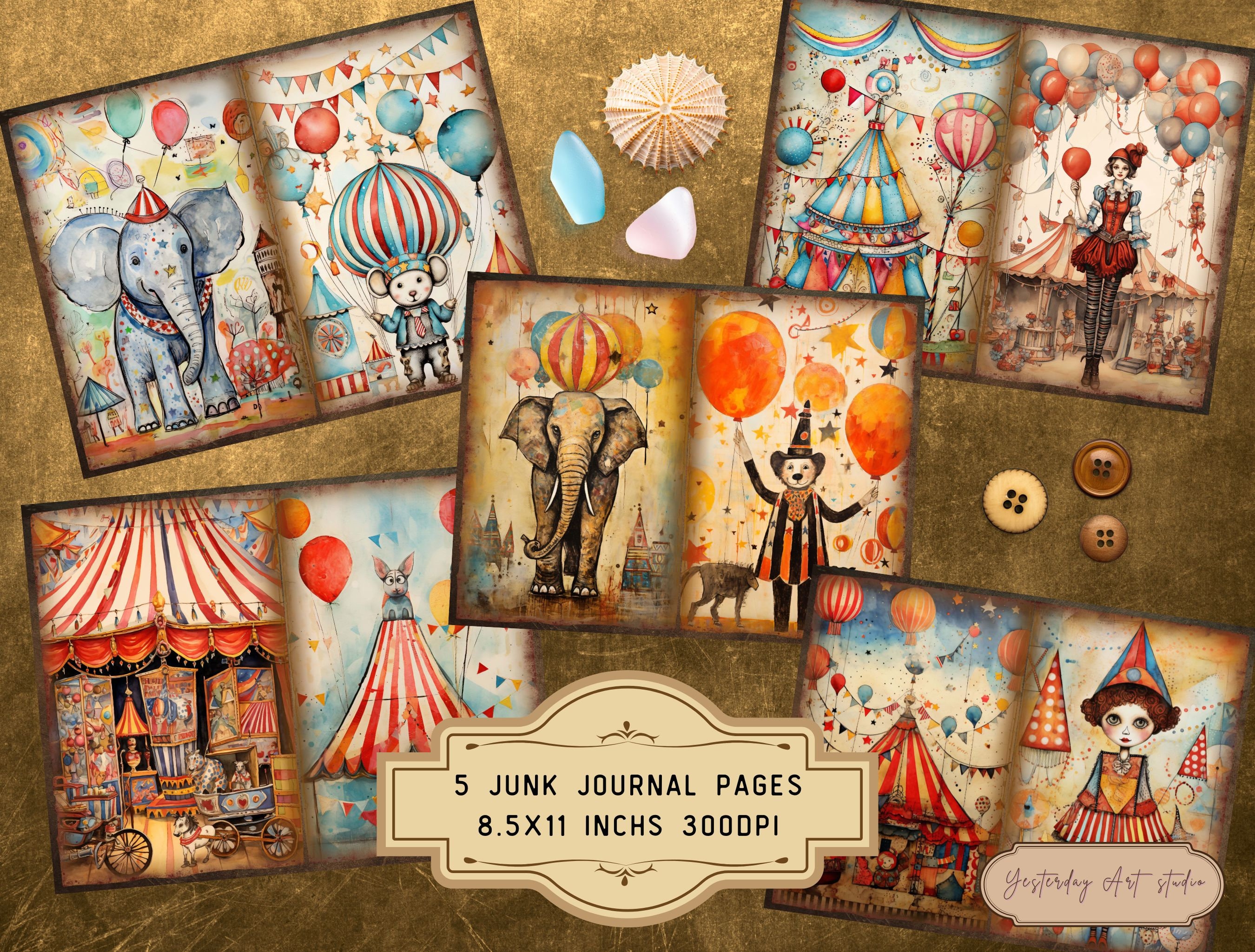 Circus Junk Journal Pages Vintage Circus Ephemera Digital Scrapbook ...