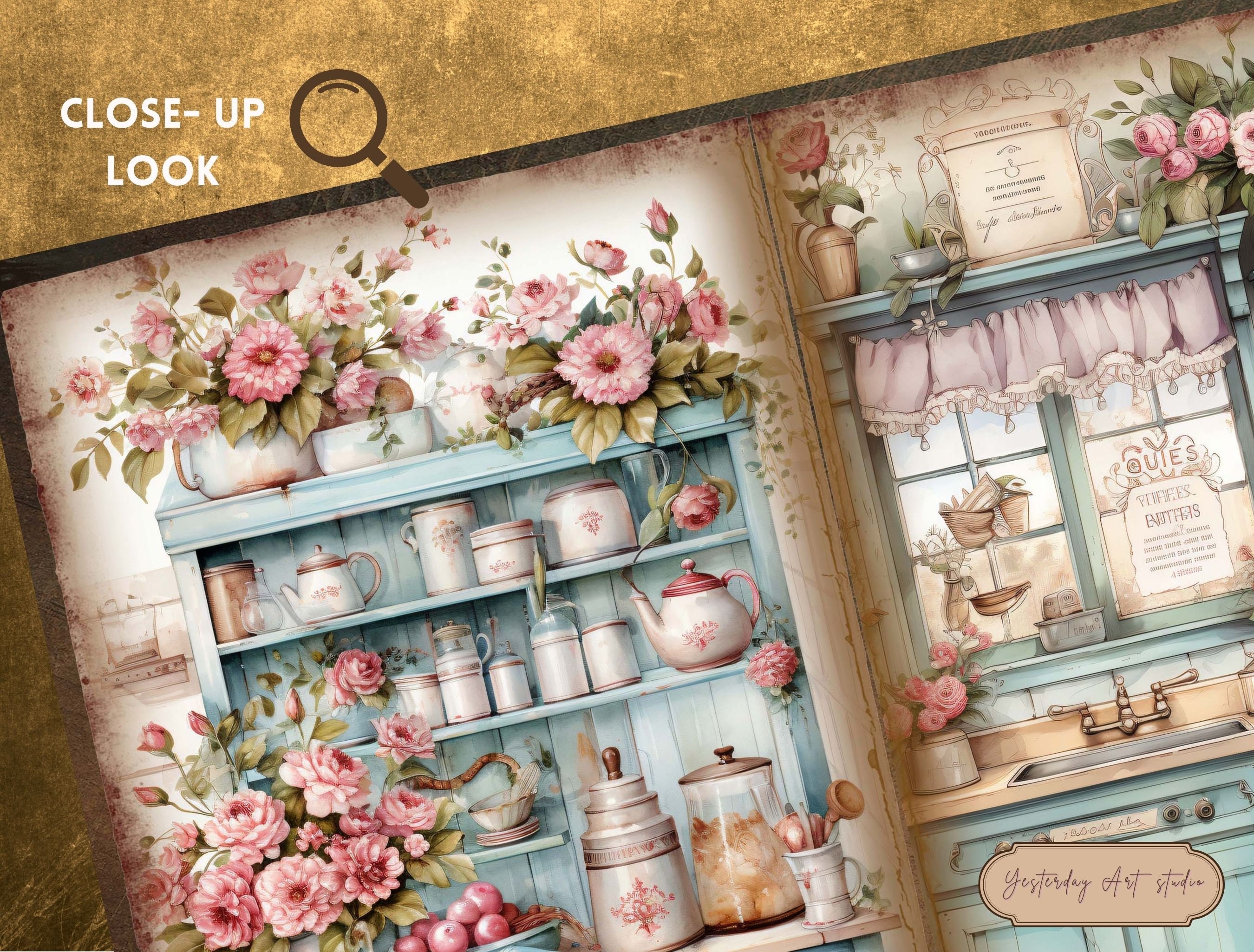 Cottage Core Kitchen Junk Journal Pages Ephemera Digital Scrapbook ...