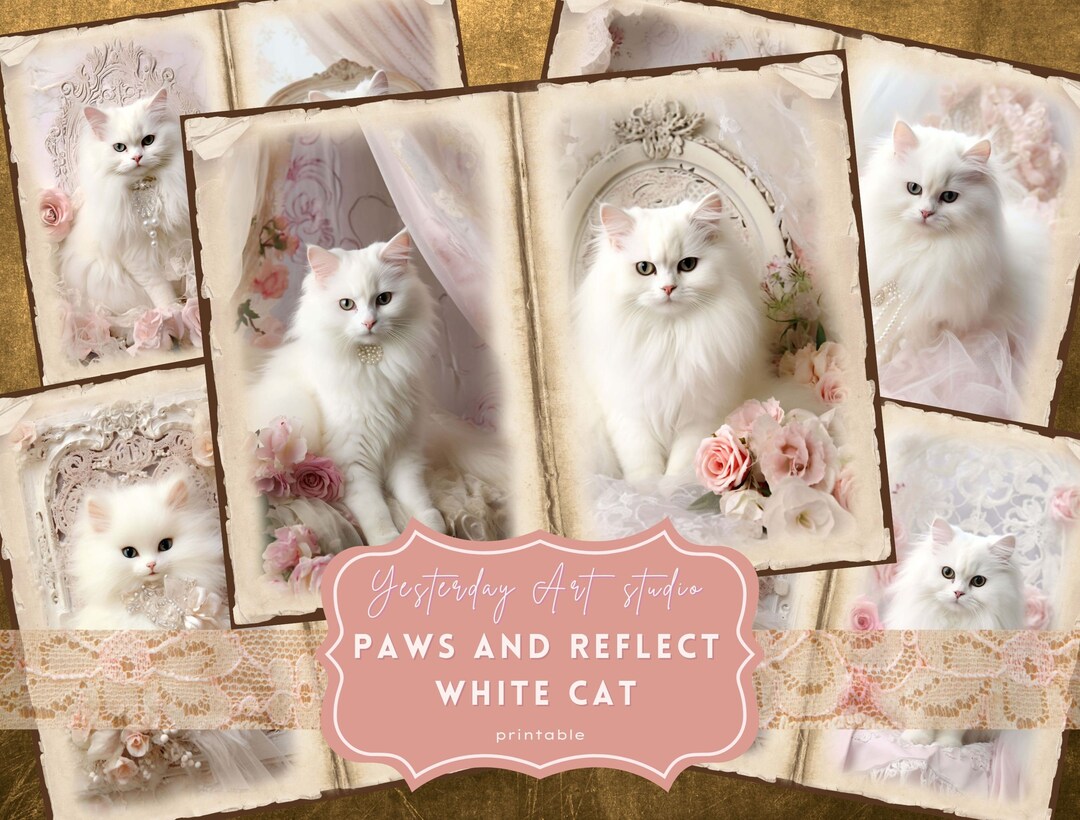 Cat Junk Journal Pagers Digital Scrapbook Paper Kit Ephemera Celestial ...