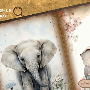 Elephant Junk Journal Printable Ephemera Digital Wildlife Scrapbook ...