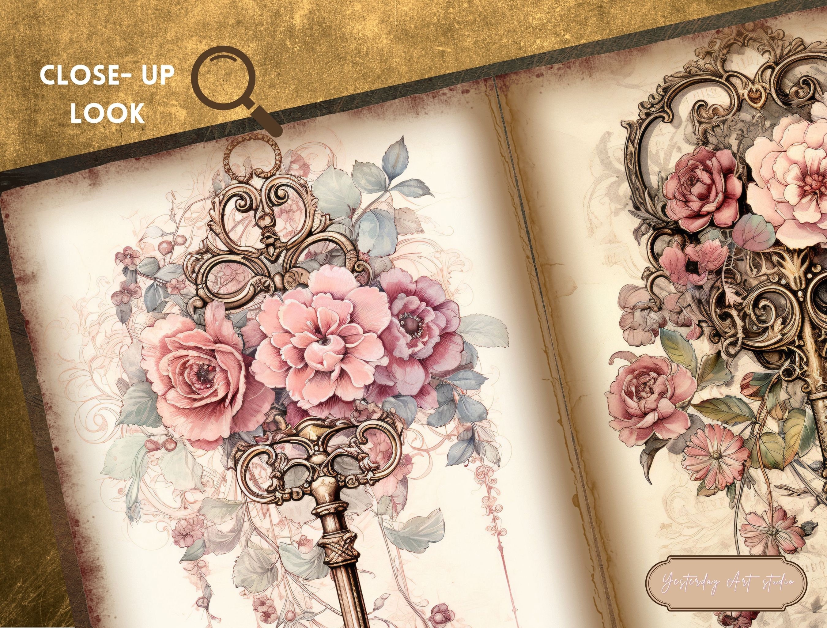 Fantasy Keys Junk Journal Pages Digital Scrapbook Paper Kit Ephemera ...