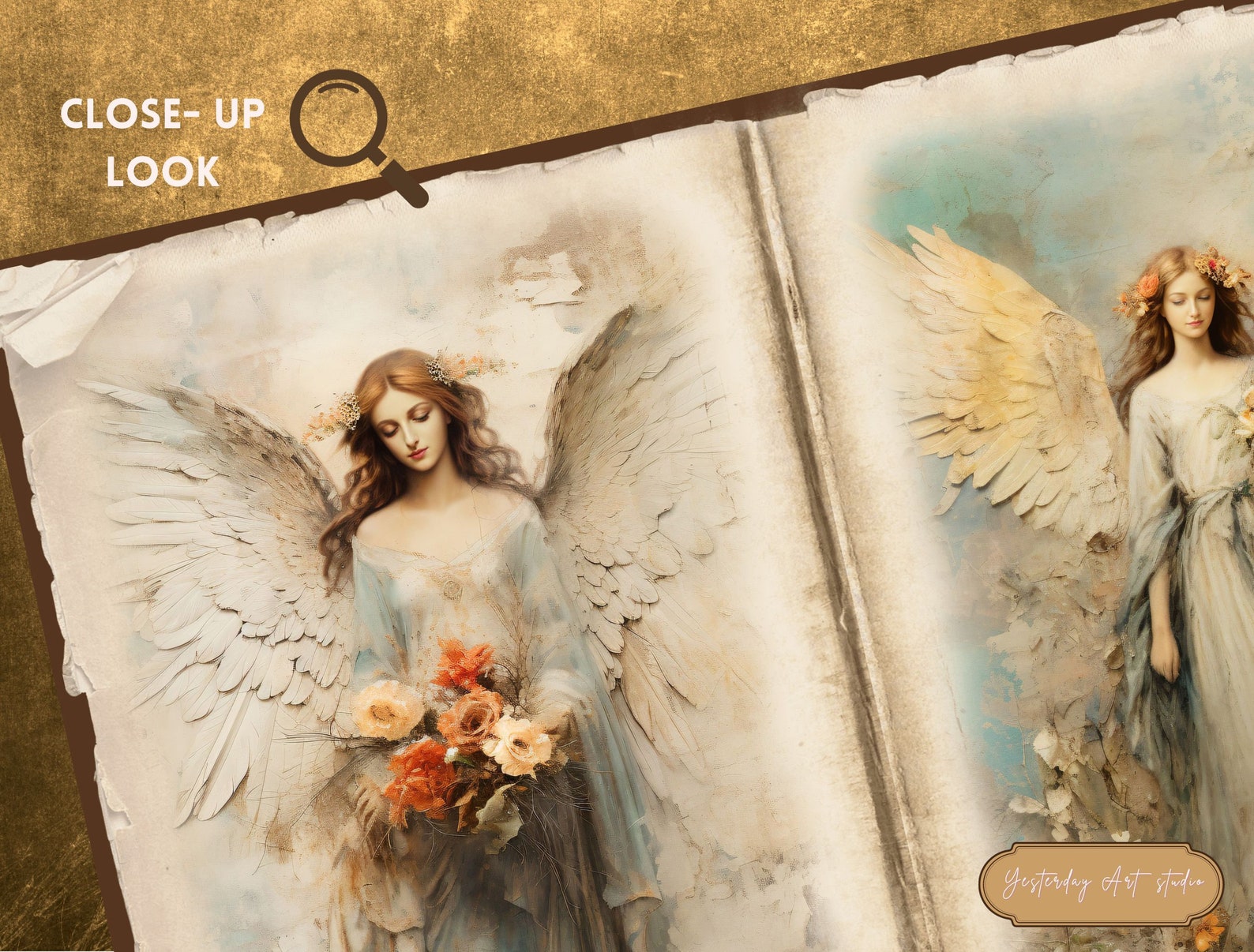 Heavenly Angel Junk Journal Pages Digital Scrapbook Paper Kit Vintage ...