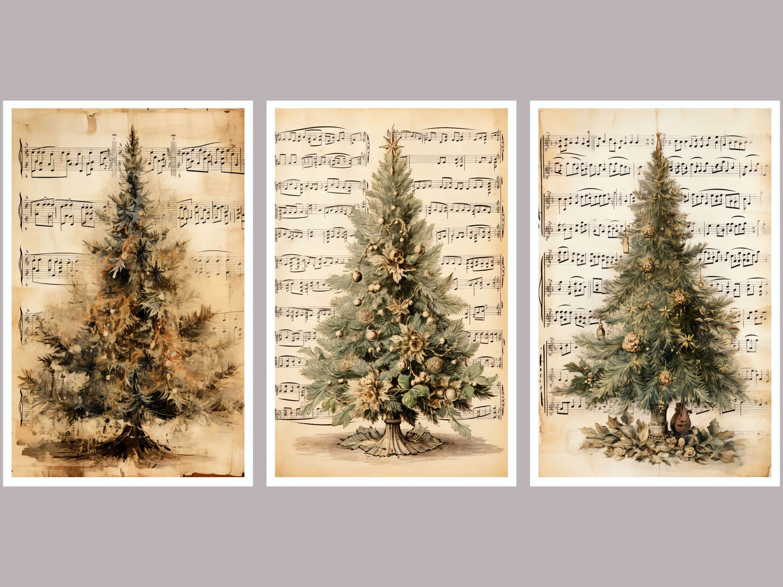 Christmas Sheet Music Wall Art Printable Christmas Wall Art Vintage ...