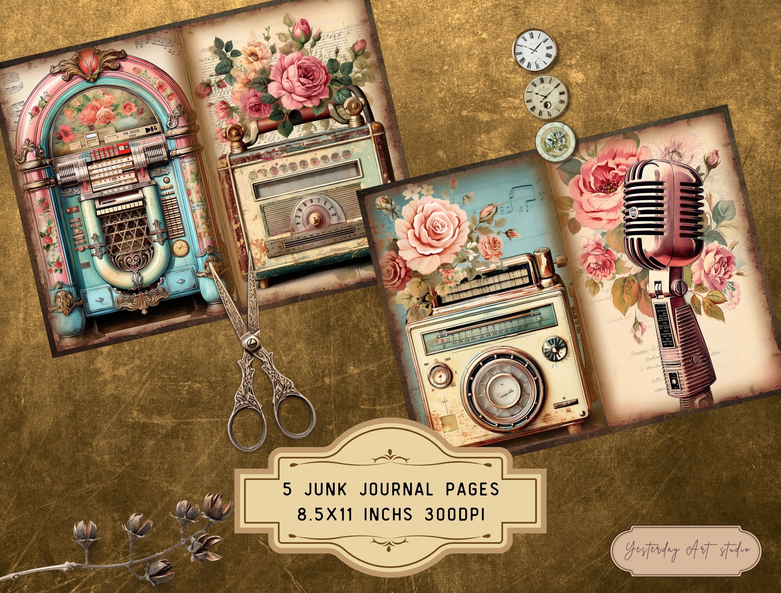 Vintage Recording Junk Journal Page Ephemera Digital Scrapbook Paper ...