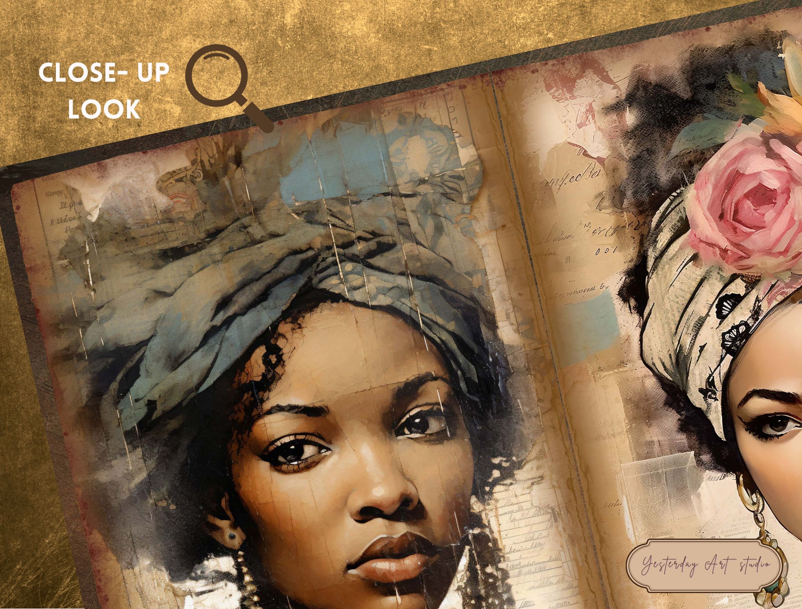 African American Junk Journal Pages Digital Scrapbook Paper Kit Vintage ...