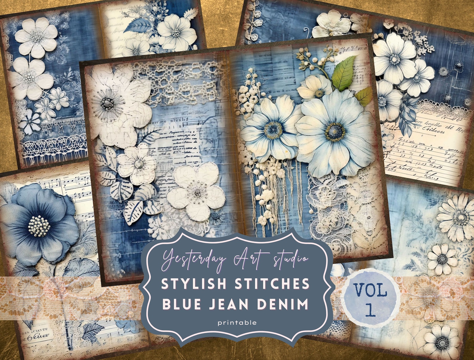 Junk Journal Denim Ephemera Download Collage Sheet Denim Junk Journal ...