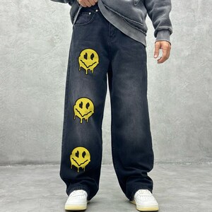 Patterned Baggy Jeans , Vintage Jeans for Man , Retro 90s, Loose Fit ...