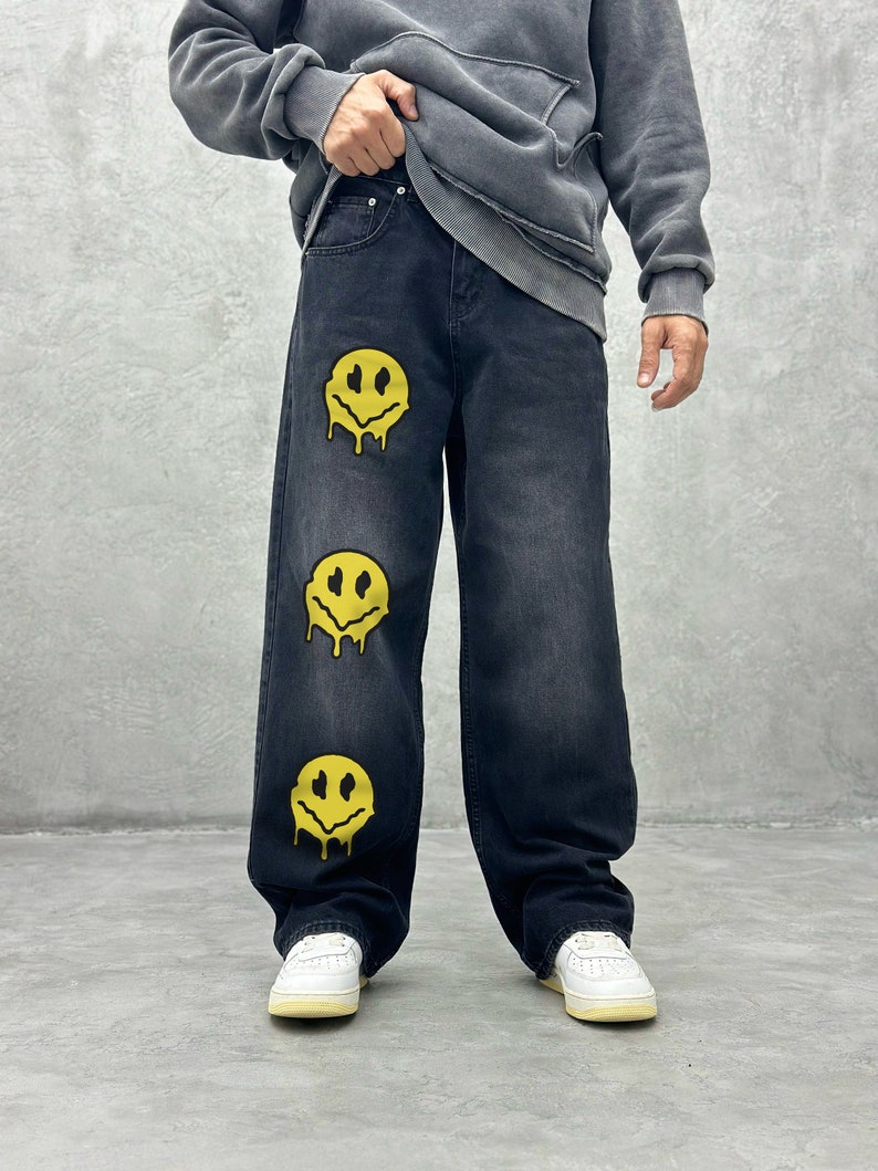 Patterned Baggy Jeans , Vintage Jeans for Man , Retro 90s, Loose Fit ...