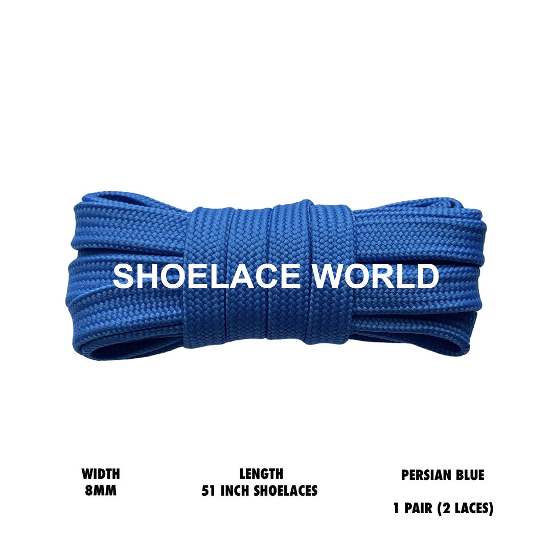 Persian Blue 51 Inches Double Layer Flat Hollow Shoelaces 8mm Colorful ...