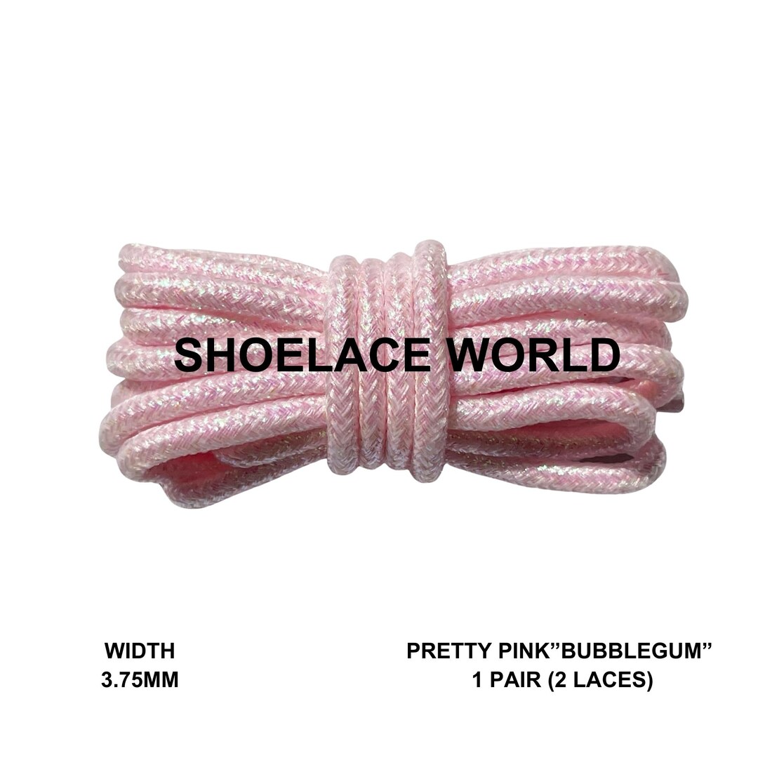 Pretty Pink Bubblegum Glitter Rope Shoelaces 3.75mm Colorful Pattern ...
