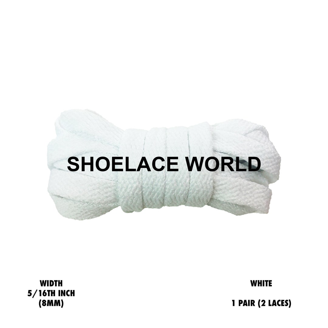 White Classic Flat Shoelaces 5/16 Inch 8mm Laces Ships Out From the USA ...