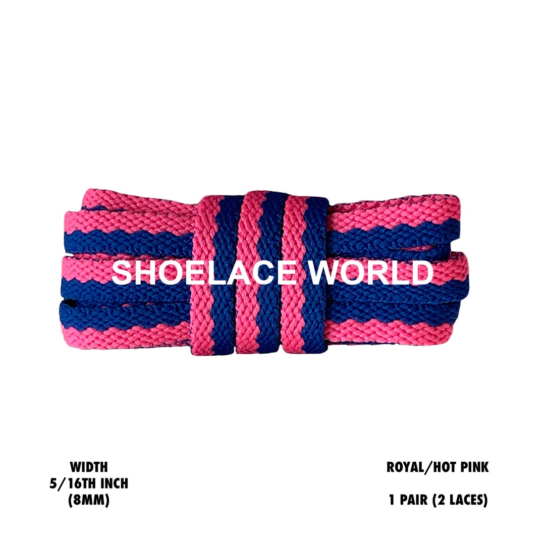 Royal / Hot Pink Two Tone Multicolor Flat Shoelaces 5/16 Inch Colorful ...