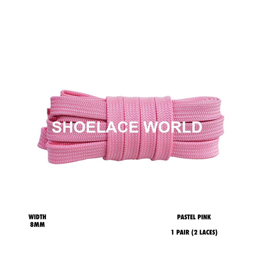 Pastel Pink Double Layer Premium Flat 8mm Shoelaces Cool New Laces ...