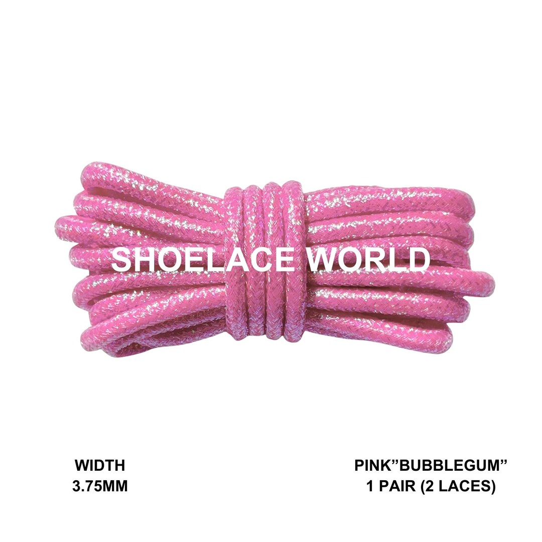 Pink Bubblegum Glitter Rope Shoelaces 3.75mm Colorful Pattern Laces ...