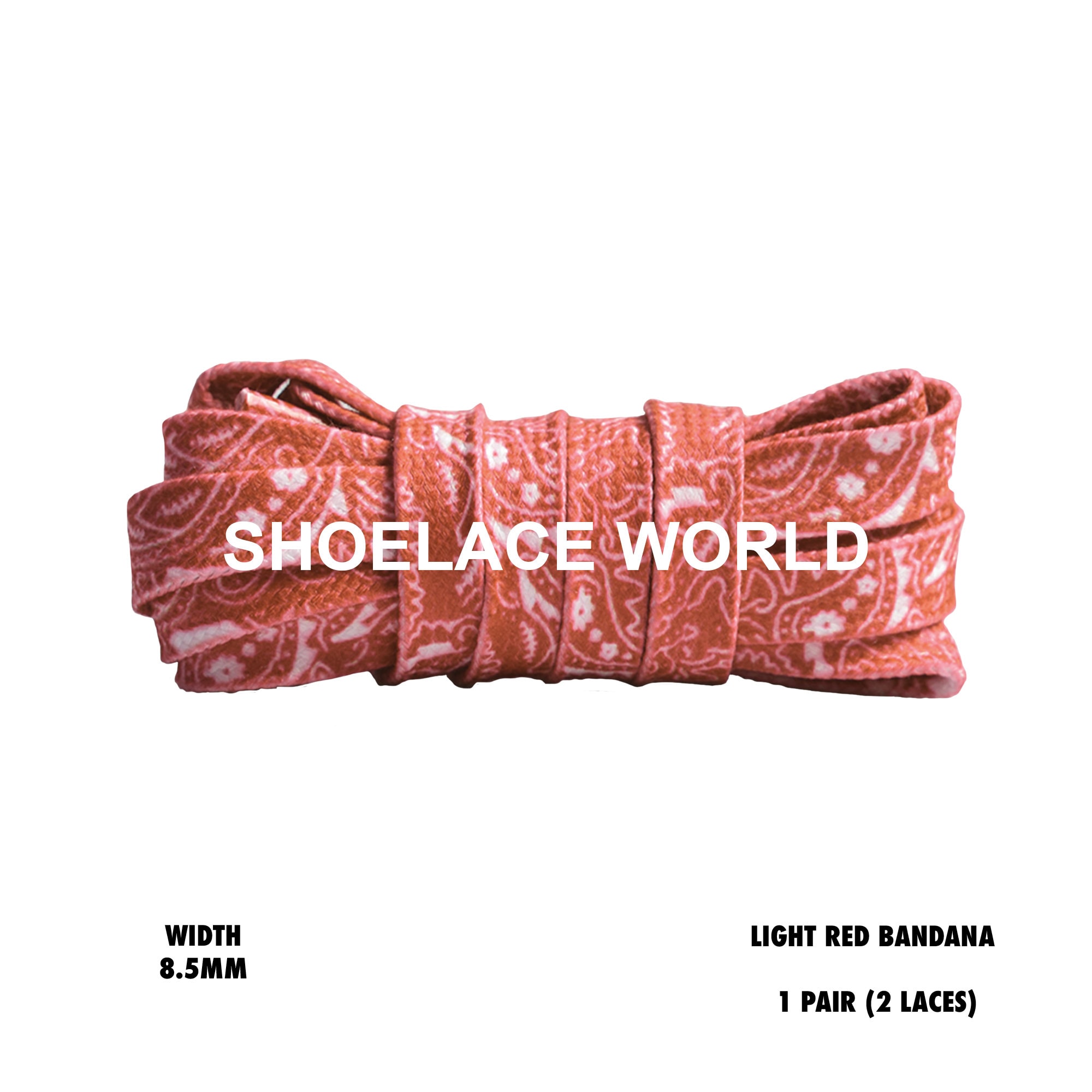 Light Red Bandana Print Flat Shoelaces 8.5mm Colorful Paisley Printed ...