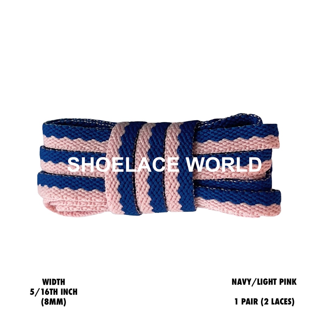 Navy / Light Pink Two Tone Multicolor Flat Shoelaces 5/16 Inch Colorful ...
