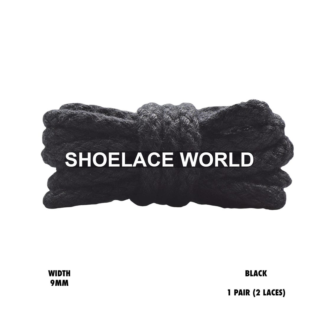 Black Thick Braided Woven Rope Premium Shoelaces 9mm Laces Ships Out ...