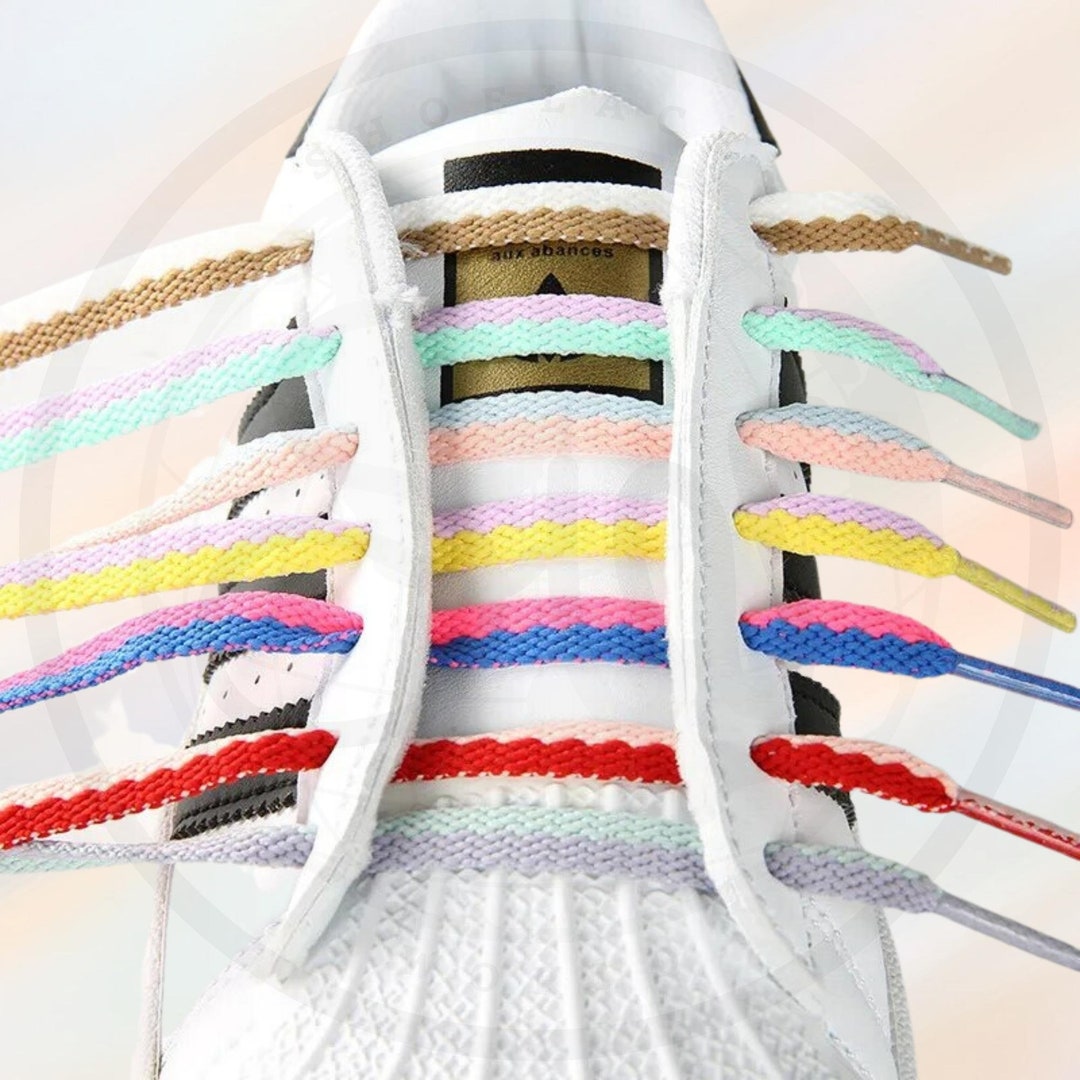 Colorful Double Tone Flat Popular Shoelaces 5/16 Inch Catchy Pattern ...