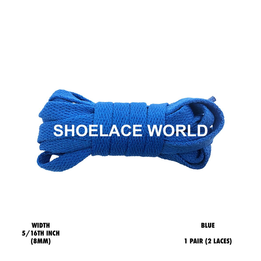 Blue Classic Flat Shoelaces 5/16 Inch 8mm Laces Ships Out From the USA ...