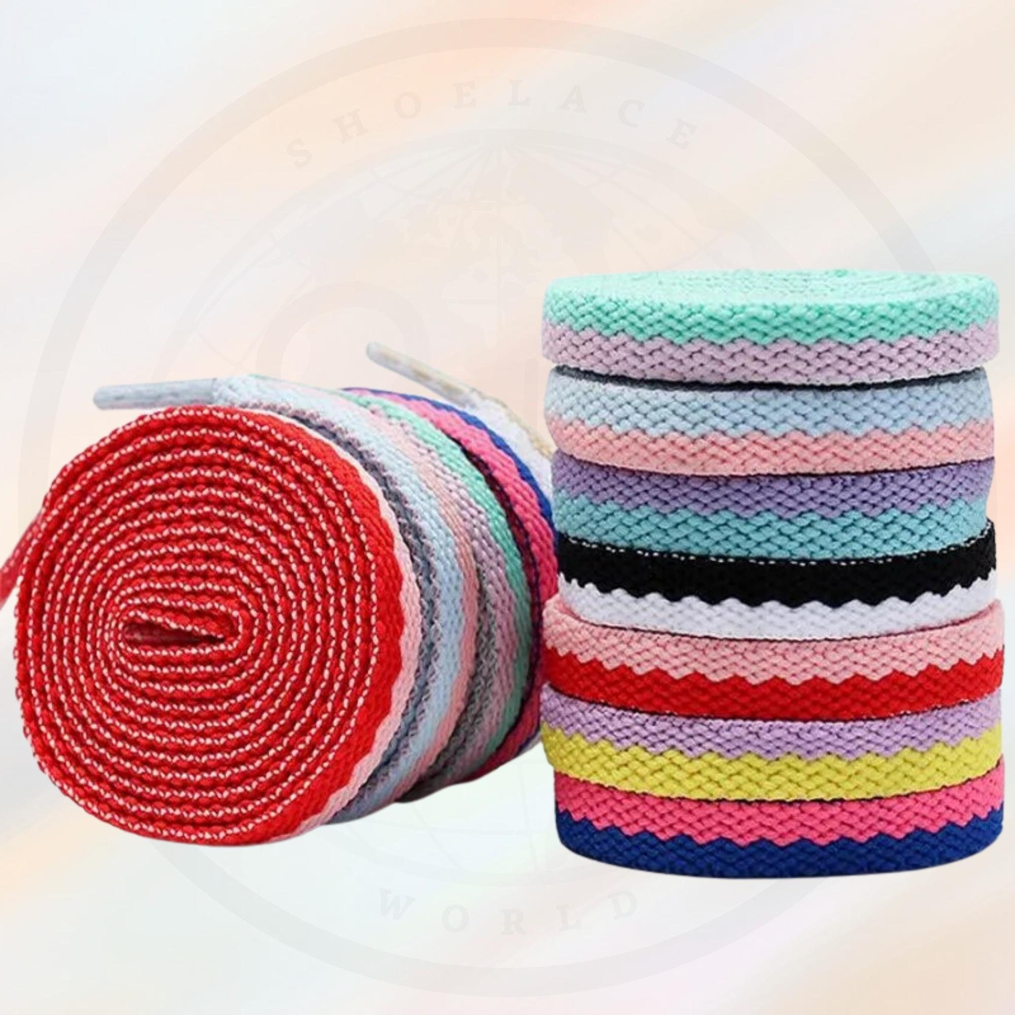 Colorful Double Tone Flat Popular Shoelaces 5/16 Inch Catchy Pattern ...