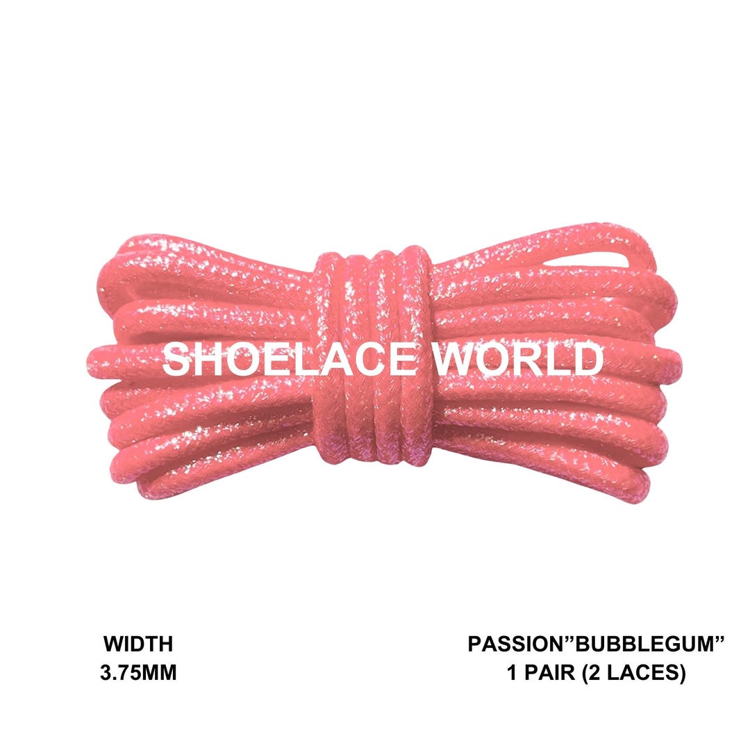 Passion Bubblegum Rope Glitter Shoelaces 3.75mm Colorful Shiny Laces ...
