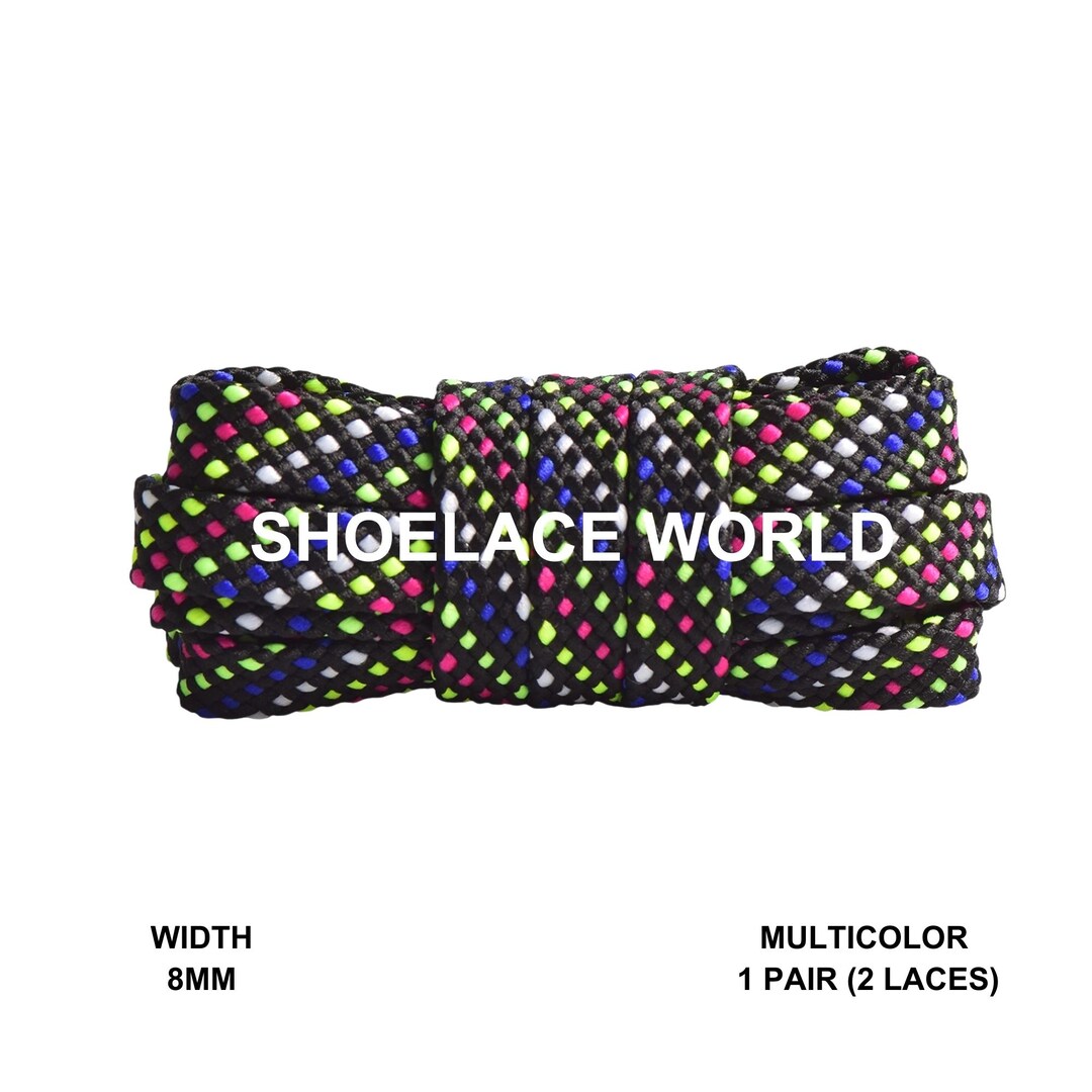 Multicolor Pattern Flat Shoelaces 8mm Colorful Pattern Laces Ships Out ...
