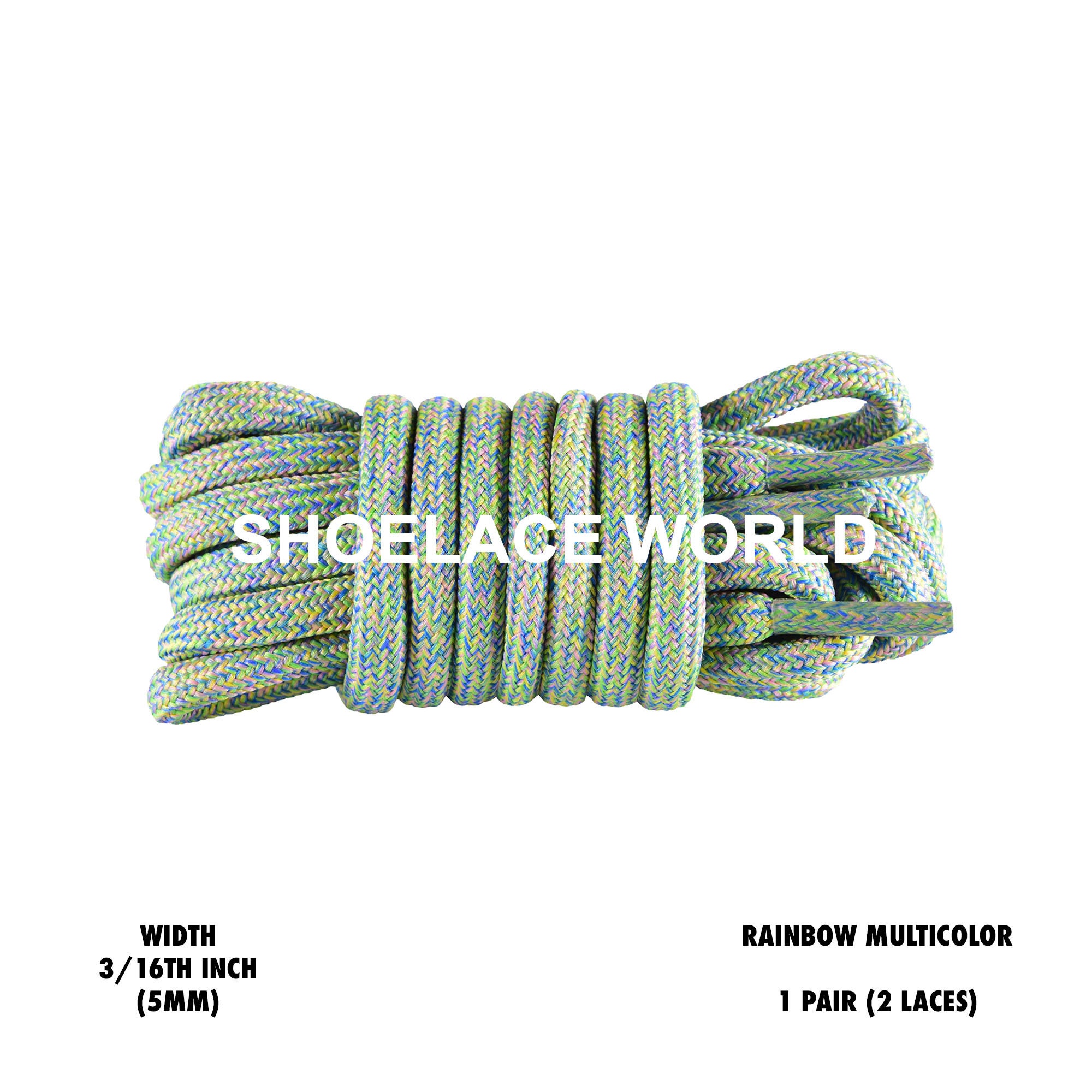 Rainbow Rope Multicolor Shoelaces 3/16 Inch Laces Ships Out From the ...