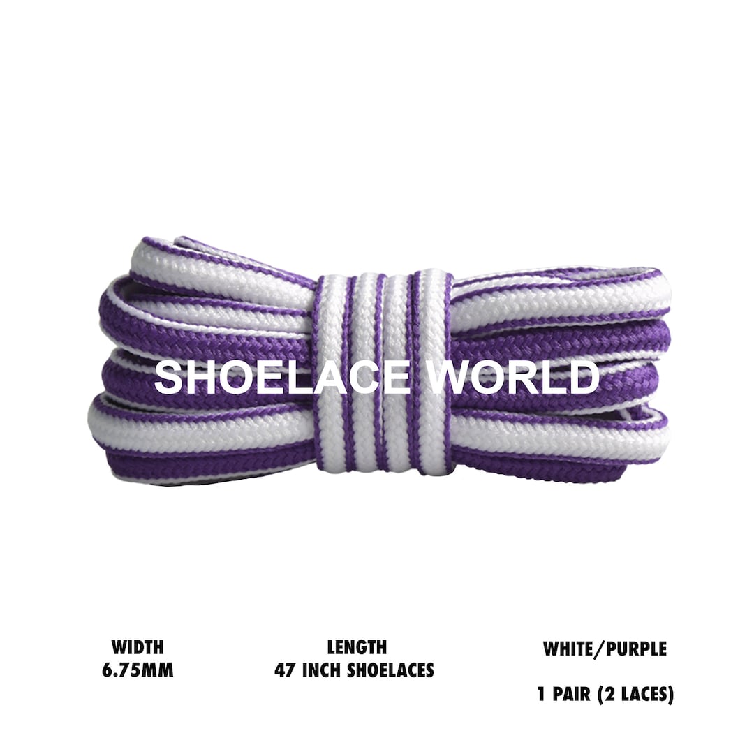 White / Purple 47 Inches Two Tone Oval Shoelaces 6.75mm Colorful Laces ...