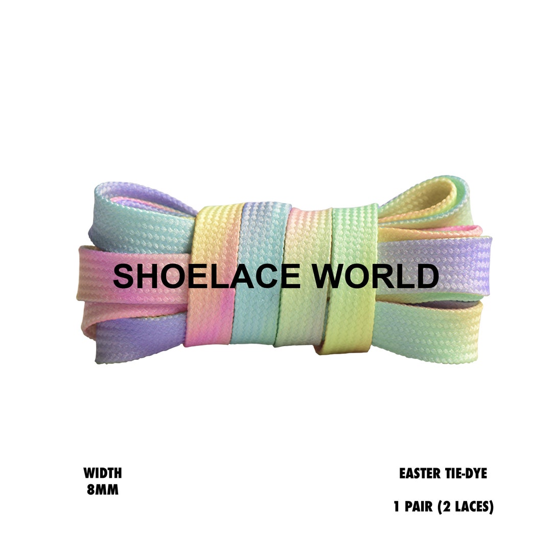 Rainbow Easter 8mm Tie Dye Flat Shoelaces Colorful Fun Laces Ships Out ...