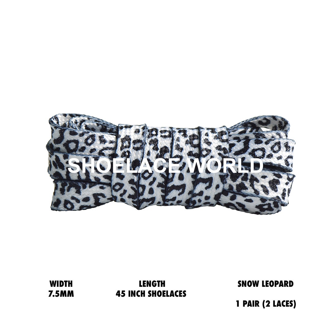 Snow Leopard Print 45 Inches Flat Shoelaces 7.5mm Colorful Printed ...