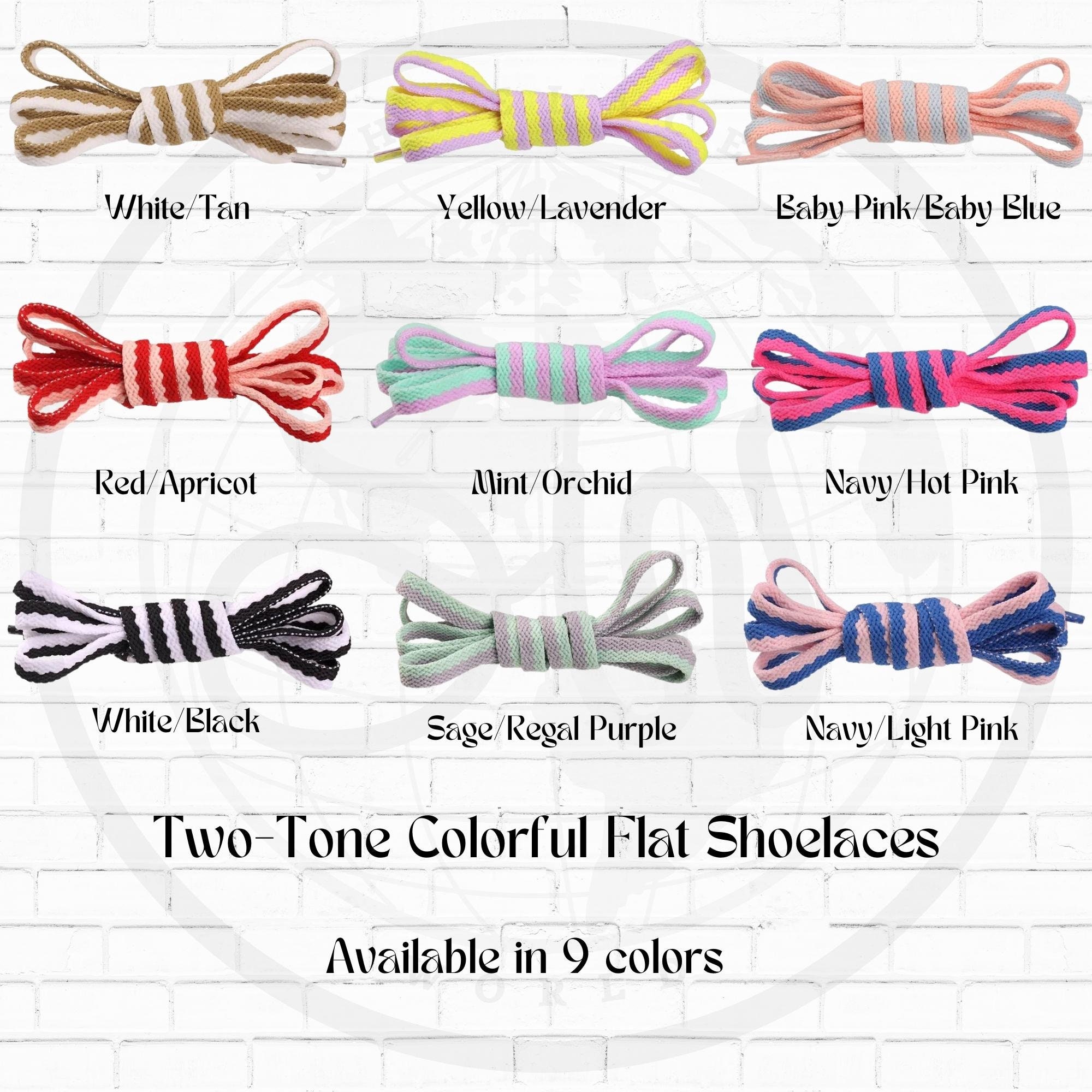 Two Tone Multicolor Flat Shoelaces 5/16 Inch Colorful Pattern Laces ...