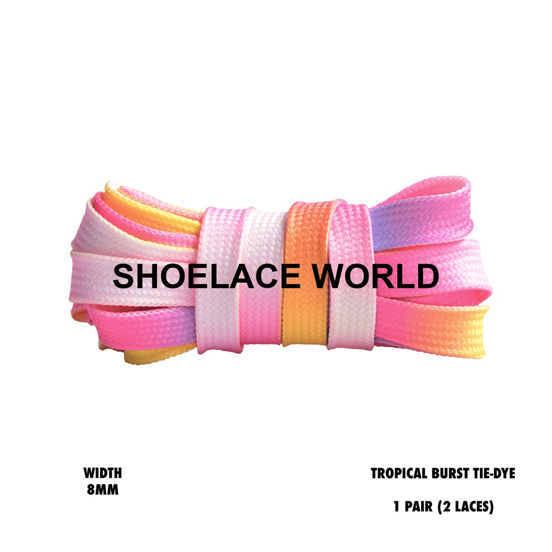 Tropical Burst 8mm Tie Dye Flat Shoelaces Colorful Fun Laces Ships Out ...