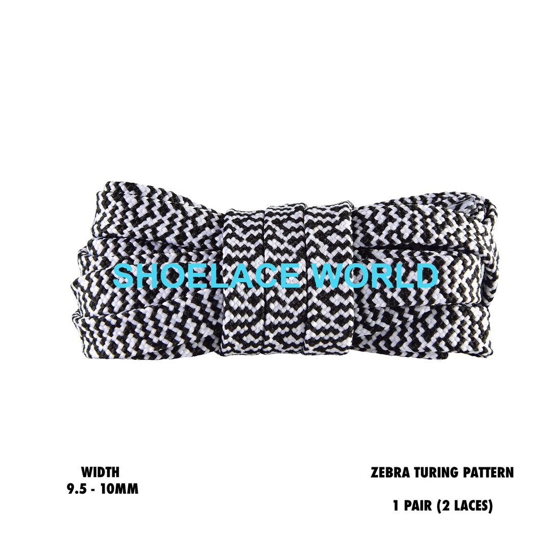 Zebra Turing Pattern Two Tone Flat Shoelaces 9.5 - 10mm Colorful ...