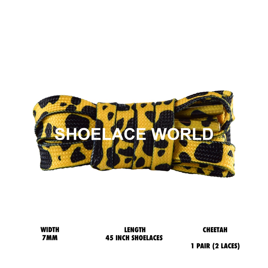 Cheetah Print 45 Inches Flat Shoelaces 7mm Colorful Printed Laces Ships ...