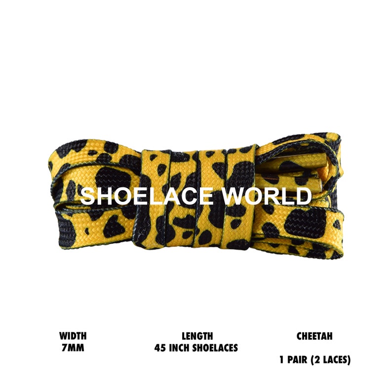 Cheetah Print 45 Inches Flat Shoelaces 7mm Colorful Printed Laces Ships ...