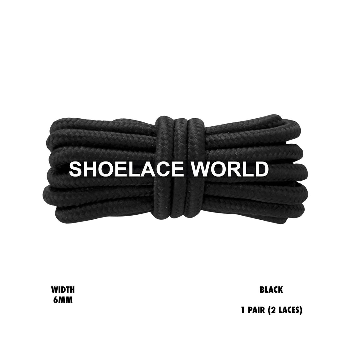 Black Thick Round Shoelaces 6mm Classic Colorful Laces Ships Out From ...