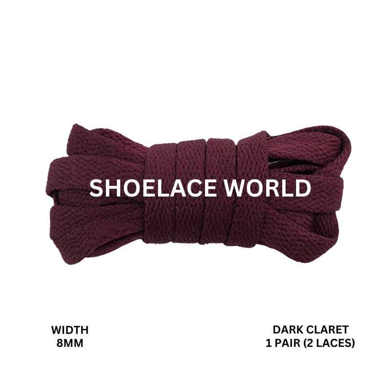 Dark Claret Classic Flat Shoelaces 5/16 Inch 8mm Laces Ships Out From ...