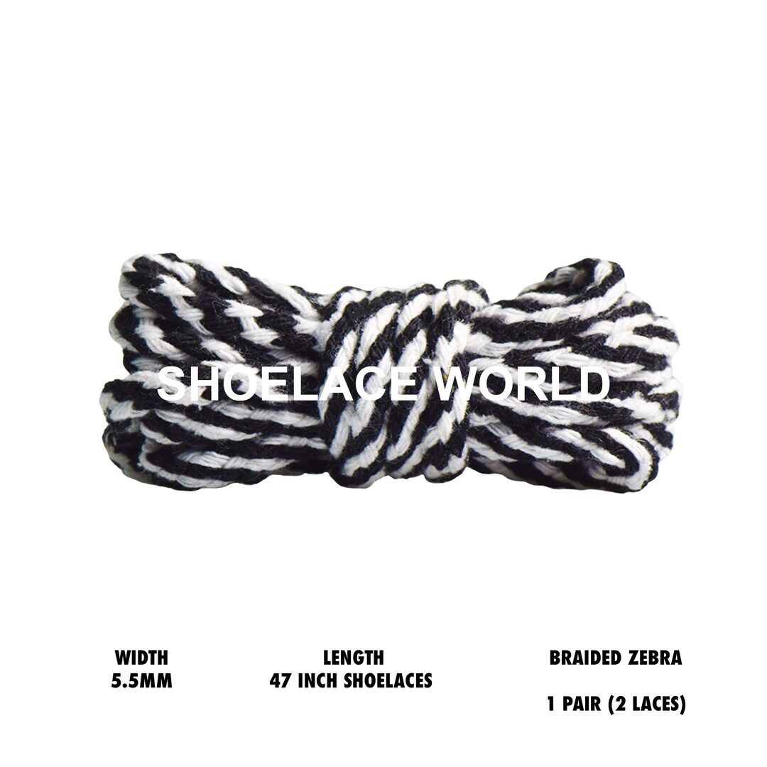 Braided Zebra 47 Inches Rope Shoelaces 5.5mm Colorful Pattern Laces ...