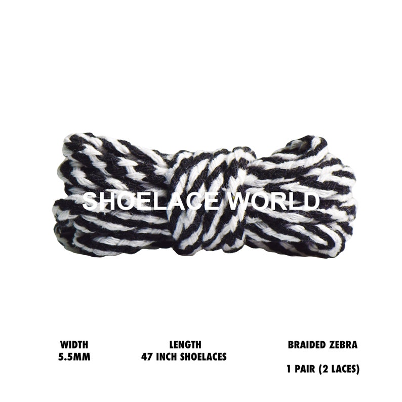 Braided Zebra 47 Inches Rope Shoelaces 5.5mm Colorful Pattern Laces ...