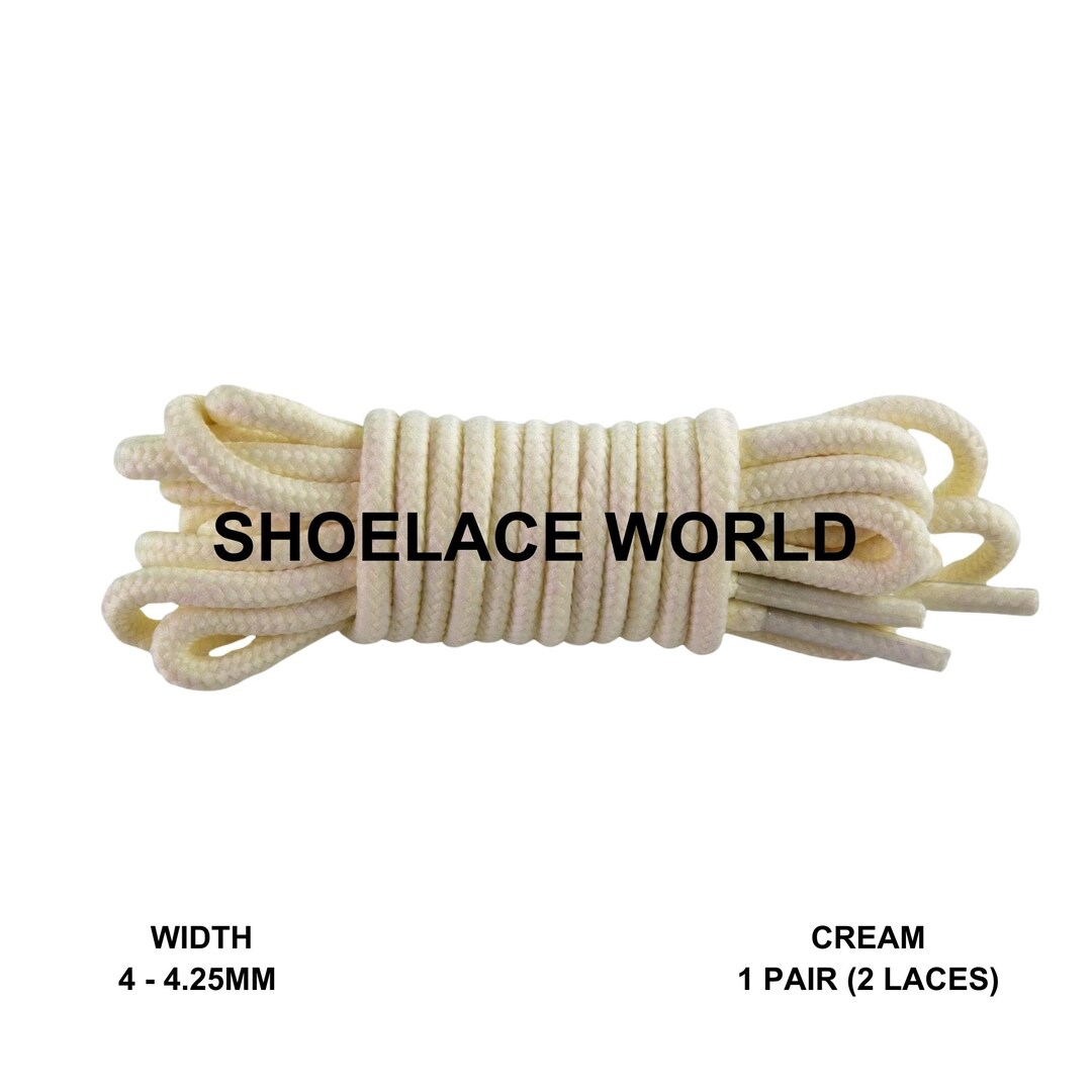 Cream Thin Round Shoelaces 4mm - 4.25mm Classic Colorful Laces Ships ...