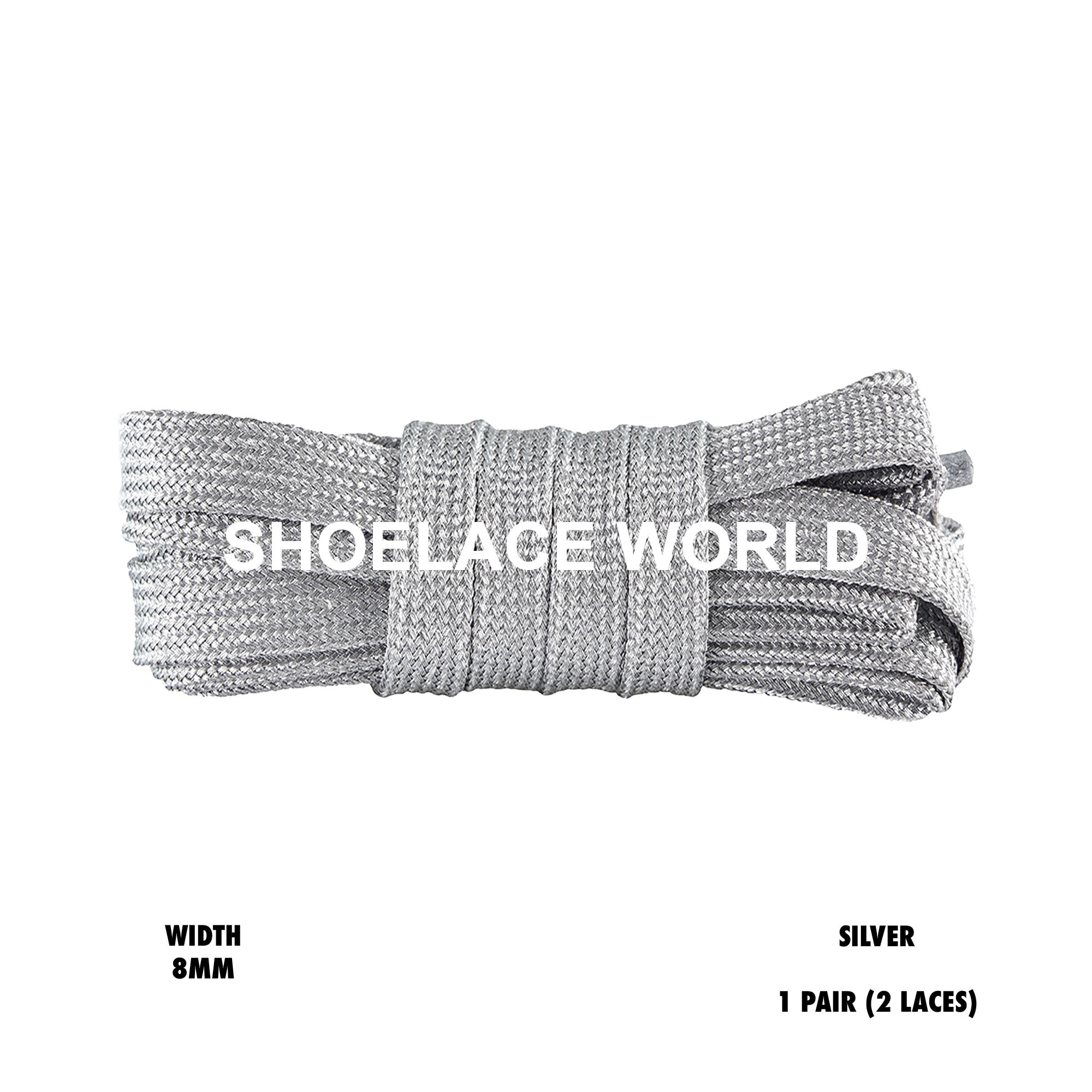 Silver Luxury Glitter Flat Shoelaces 8mm Colorful Pattern Laces Ships ...