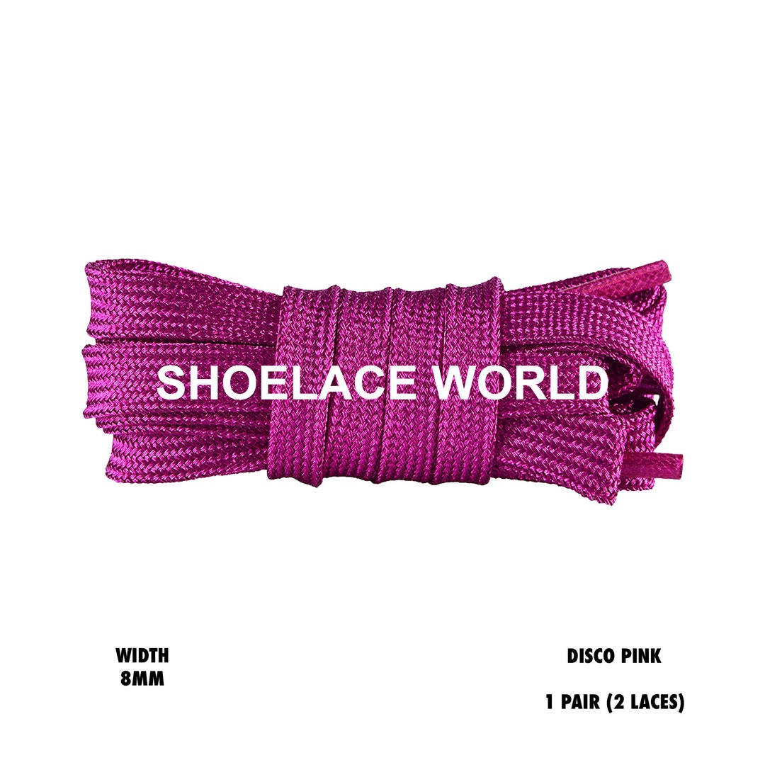 Disco Pink Luxury Glitter Flat Shoelaces 8mm Colorful Pattern Laces ...