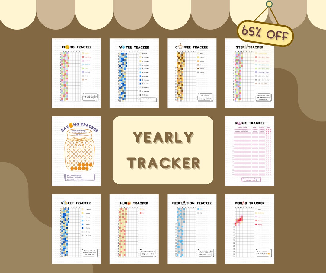 Yearly Habit Tracker Bundle - A5 Planner PRINTABLE L Bullet Journal ...
