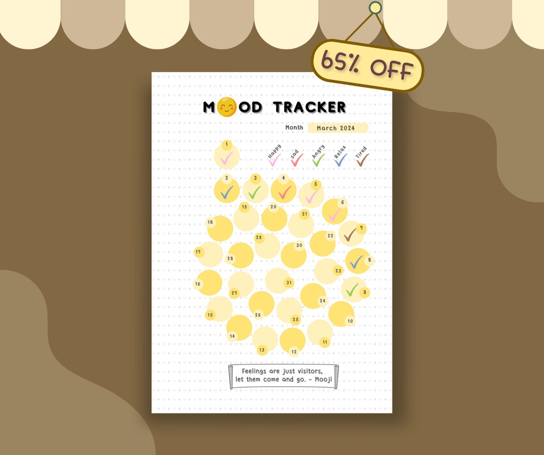 Colorful Mood Tracker - A5 Journal PRINTABLE L Emotional Wellness Chart ...