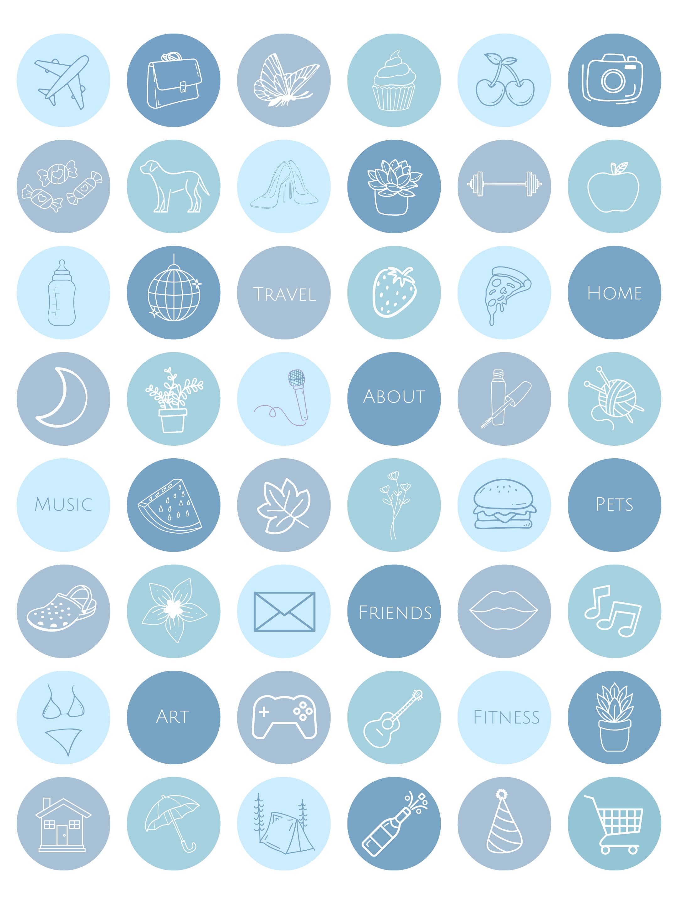 Blue Aesthetic Instagram Highlight Covers, Soft Blue IG Story Icons ...