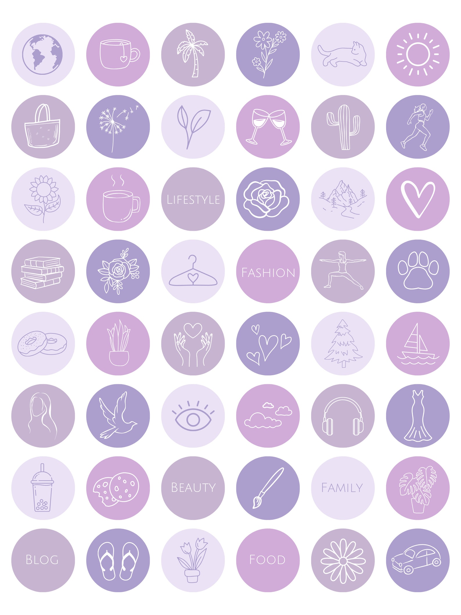 Purple Aesthetic Instagram Highlight Icons, Soft Purple IG Story Covers ...