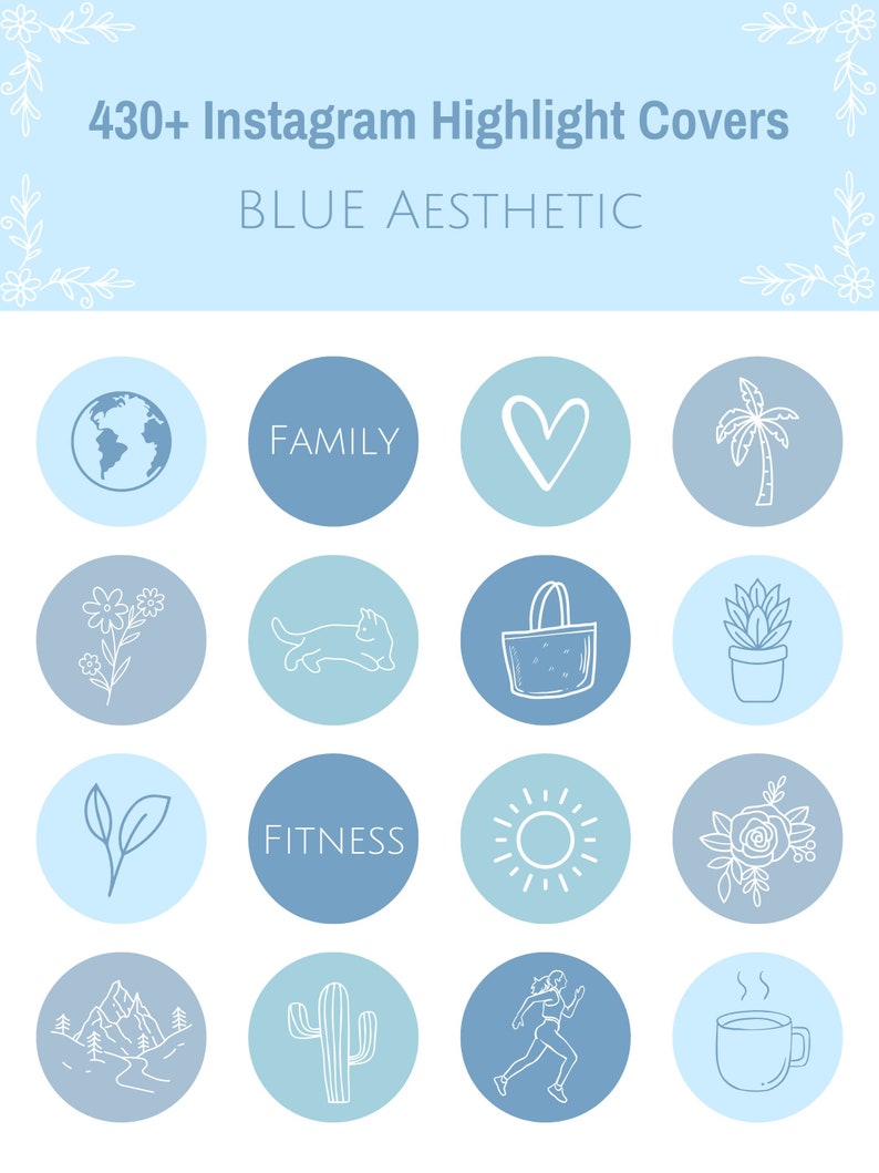 Blue Aesthetic Instagram Highlight Covers, Soft Blue IG Story Icons, Minimalist Instagram Covers ...