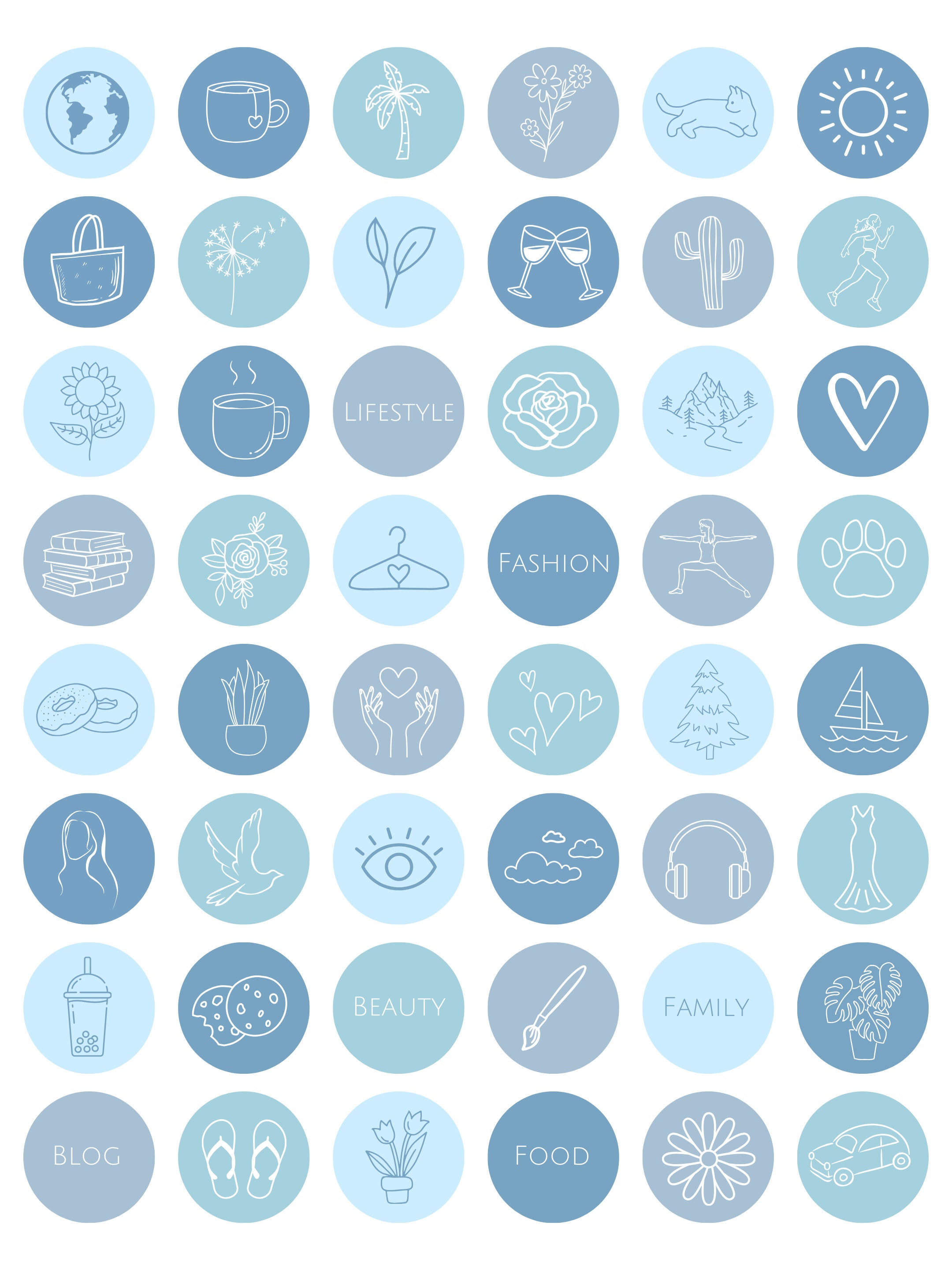 Blue Aesthetic Instagram Highlight Covers, Soft Blue IG Story Icons ...