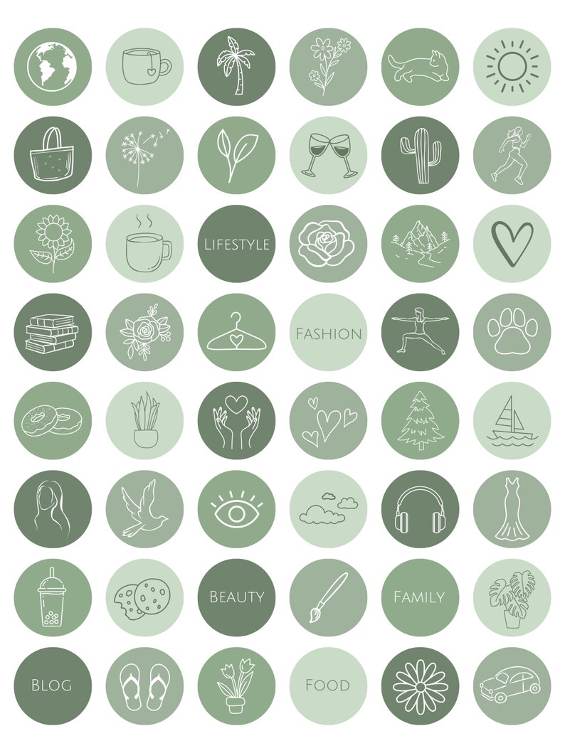 Green Aesthetic Instagram Highlight Icons, Neutral Green IG Story ...